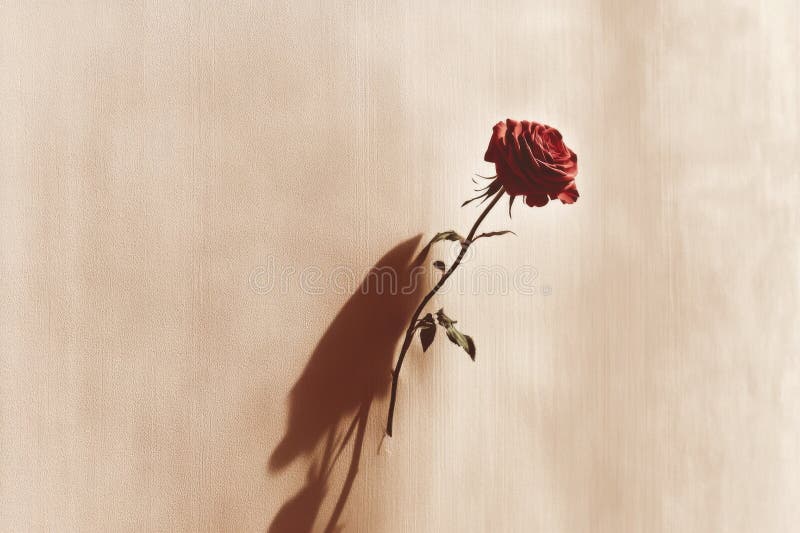 Minimalistic Elegance: Single Red Rose Against Subtle Backdrop Stock ...