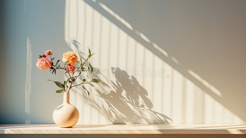 Minimalistic Elegance - Window Sill with a Clear Vase , Sun Rays on ...