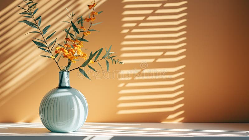 Minimalistic Elegance - Window Sill with a Clear Vase , Sun Rays on ...