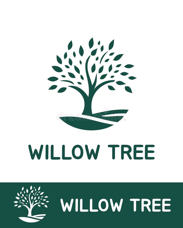 A Minimalistic and Elegant Vector Illustration of a Stylized Willow Tree Logo Stock Vector ...