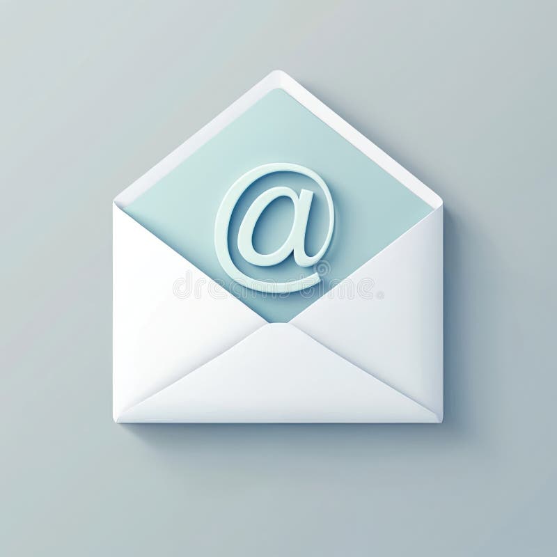 Minimalistic Email Icon Illustration, at Symbol Inside Open White ...