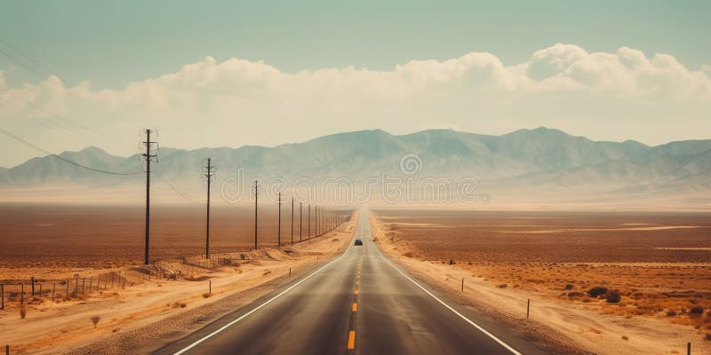 Minimalistic Empty Highway in Desert. Travel Concept Stock Illustration ...