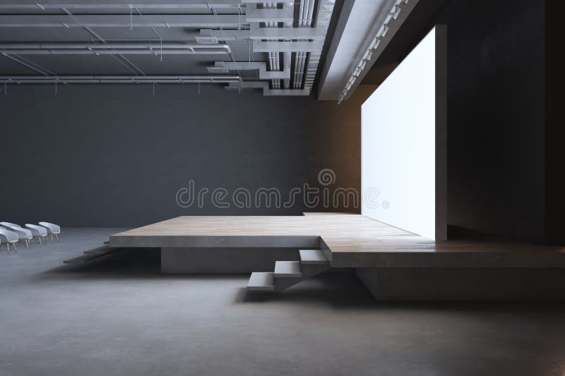 Minimalistic Event Space with Large White Screen and Shadow Play on ...