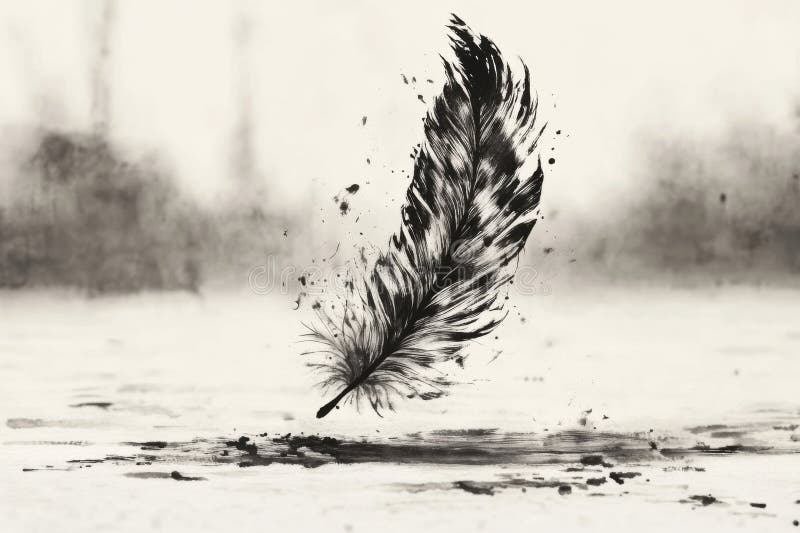 Minimalistic Feather Illustration with Grayscale Aesthetic for Creative ...