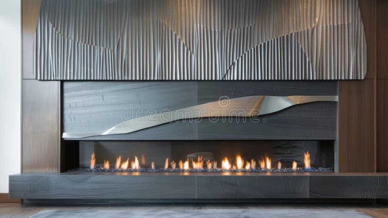 A Minimalistic Fireplace with a Rectangular Shape Framed in Dark Wood ...