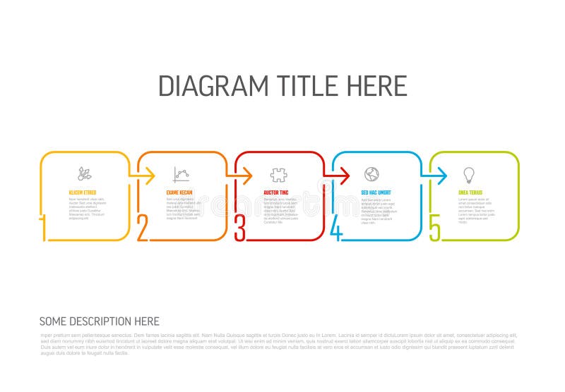 Minimalistic Five Square Steps Elements Template with Numbers and Icons ...