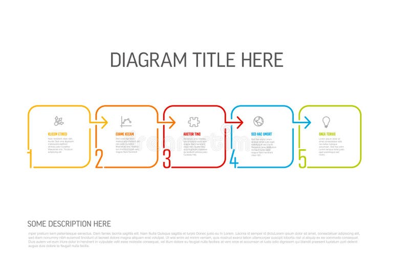 Minimalistic Five Square Steps Elements Template with Numbers and Icons ...