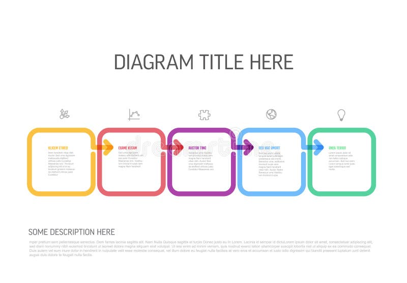 Minimalistic Five Steps Diagonal Elements Template with Squares Stock ...
