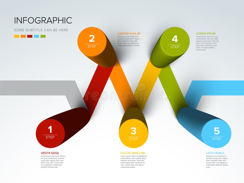 Minimalistic Five Steps Template with Color Bouncing Balls Stock Vector ...