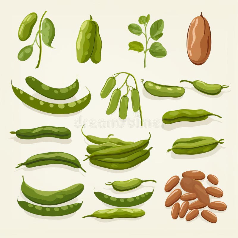 Minimalistic Flat Bean Set Vector Svg Animation Assets Isolated Stock ...