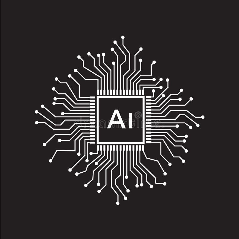 Minimalistic Flat Design AI Processor Vector Icon for Websites Stock ...