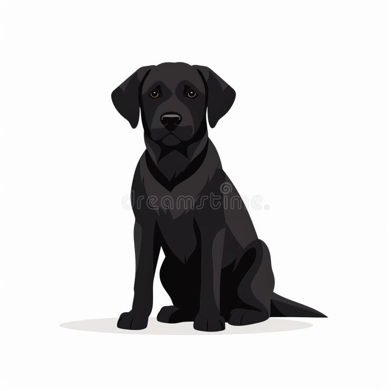 Sleek Black Labrador Dog on White Background - Limited Shading Flat ...