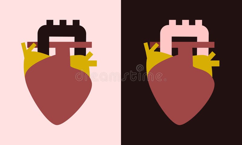 Minimalistic Flat Illustration of Human Heart and Aorta. Anatomy ...