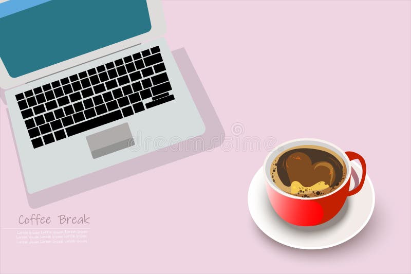 Minimalistic Flat Lay Composition of Laptop Computer and Cup of Coffee ...
