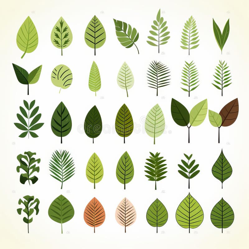 Minimalistic Flat Leaf Set Vector Svg Animation Assets Stock ...
