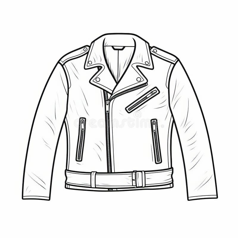 Minimalistic Flat Line Drawing of a Leather Jacket Design Stock ...