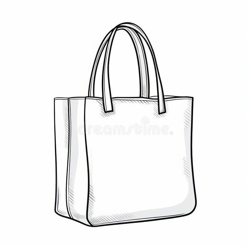 Minimalistic Flat Line Drawing of a Simple Bag Design Stock ...