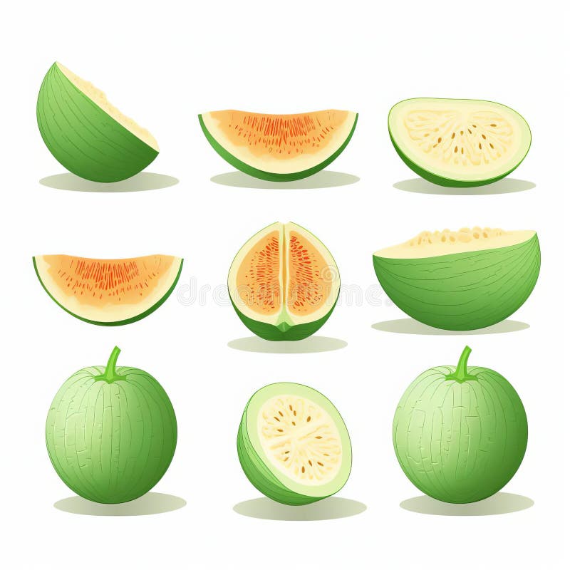 Minimalistic Flat Melon Set Vector Svg Animation Assets Stock ...
