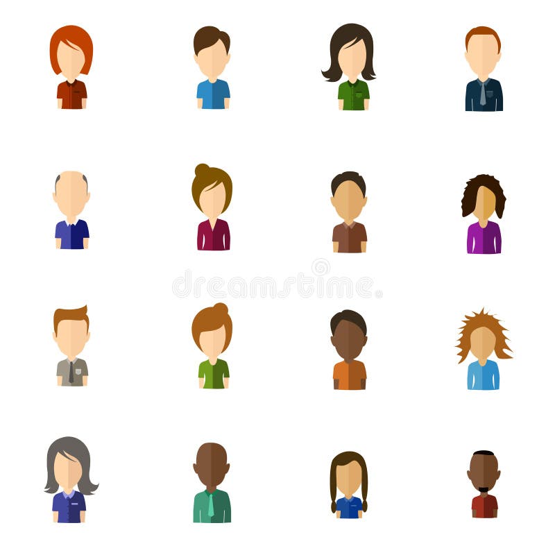 Minimalistic Flat User Icons with Large Head - Set 1 Stock Vector ...