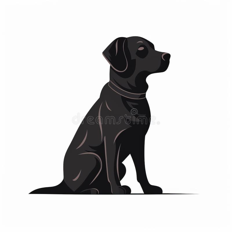 Graphic Illustration of a Black Labrador Dog on White Background Stock ...