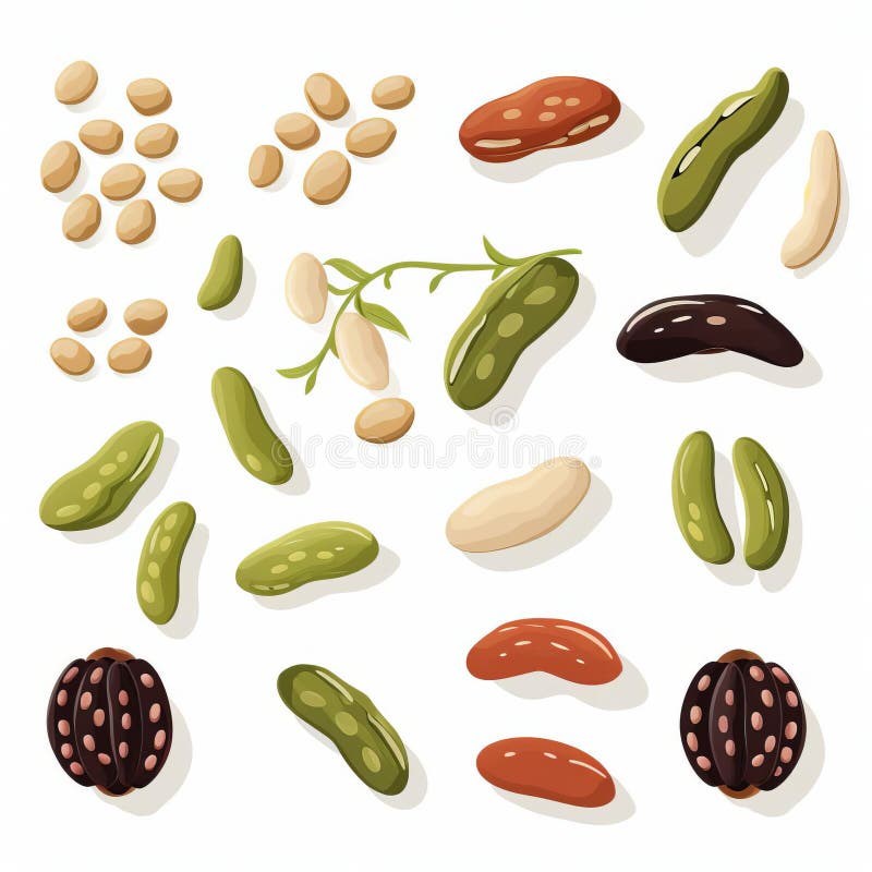 Minimalistic Flat Vector Svg Bean Set Animation Assets Stock ...