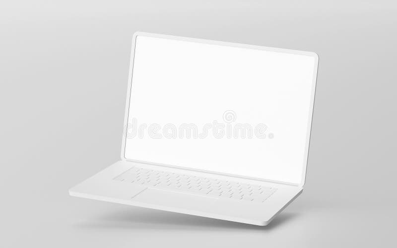 Minimalistic Floating Laptop Blank Screen Mockup Stock Illustration ...