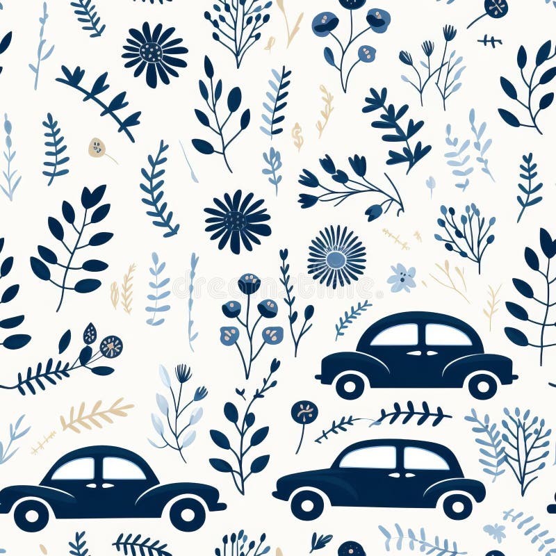 Minimalistic Floral Botanical Pattern for Automotive Interior Design ...