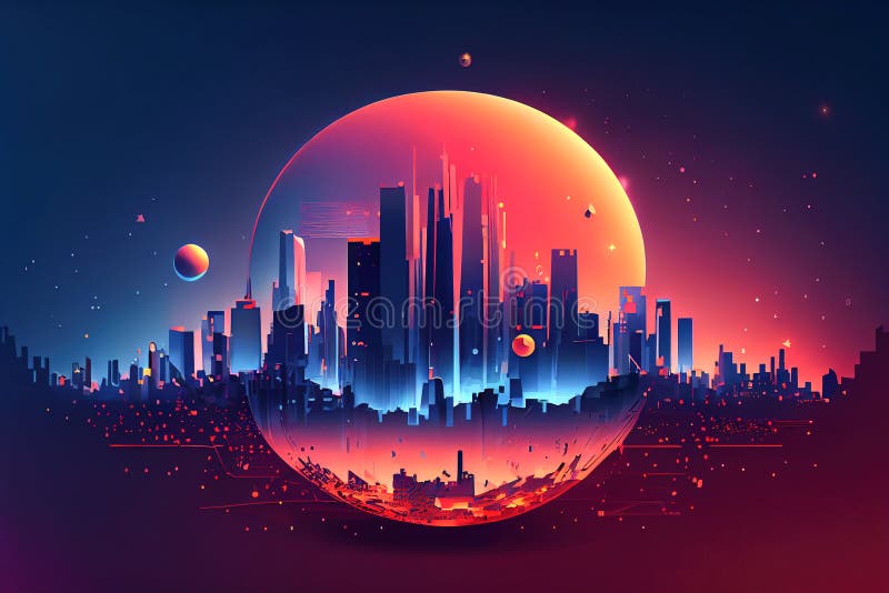 Minimalistic Futuristic City Background. Generative AI Stock ...