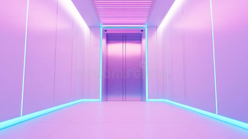 Minimalistic Futuristic Elevator in Neon Pastel Color Scheme Stock ...
