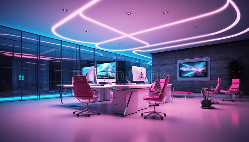 Minimalistic Futuristic Office Design with Simple Concept Created with ...