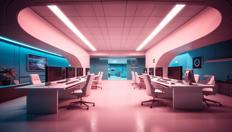Minimalistic Futuristic Office Design with Simple Concept Created with ...
