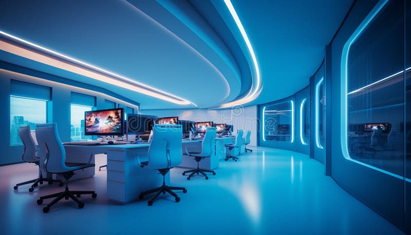 Minimalistic Futuristic Office Design with Simple Concept Created with ...