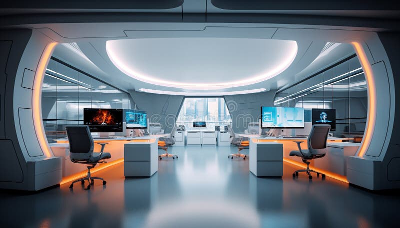 Minimalistic Futuristic Office Design with Simple Concept Created with ...