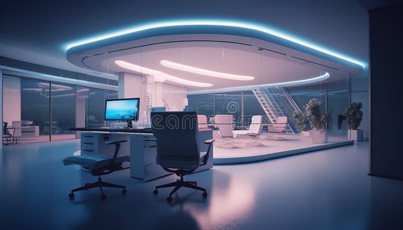 Minimalistic Futuristic Office Design with Simple Concept Created with ...