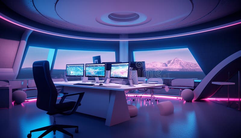 Minimalistic Futuristic Office Design with Simple Concept Created with ...