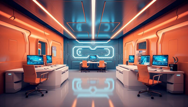 Minimalistic Futuristic Office Design with Simple Concept Created with ...