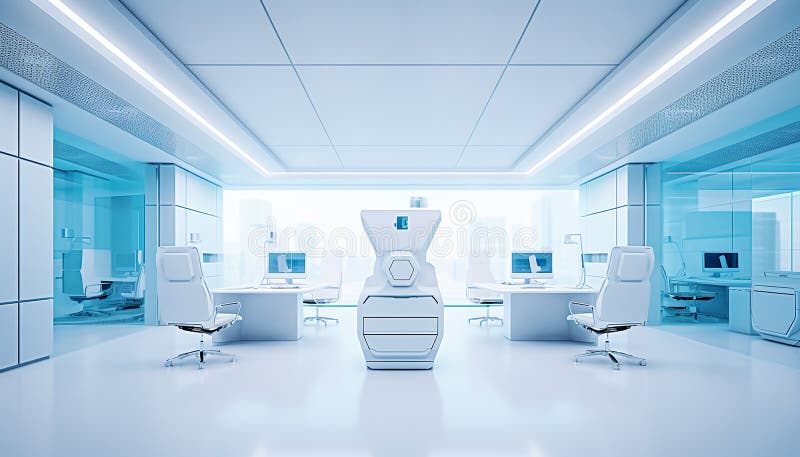 Minimalistic Futuristic Office Design with Simple Concept Created with ...