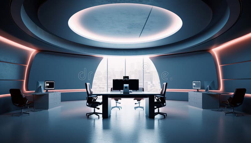 Minimalistic Futuristic Office Design with Simple Concept Created with ...