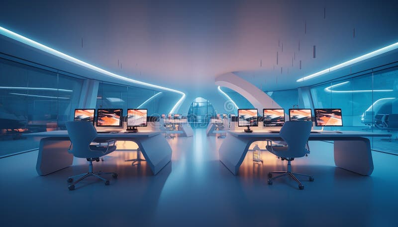 Minimalistic Futuristic Office Design with Simple Concept Created with ...