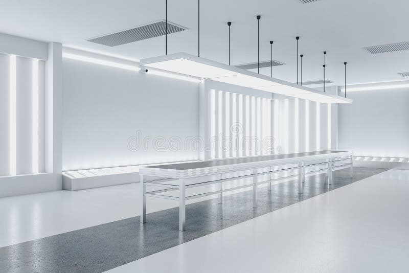 Minimalistic Gallery Interior with Empty White Wall and Exhibition ...