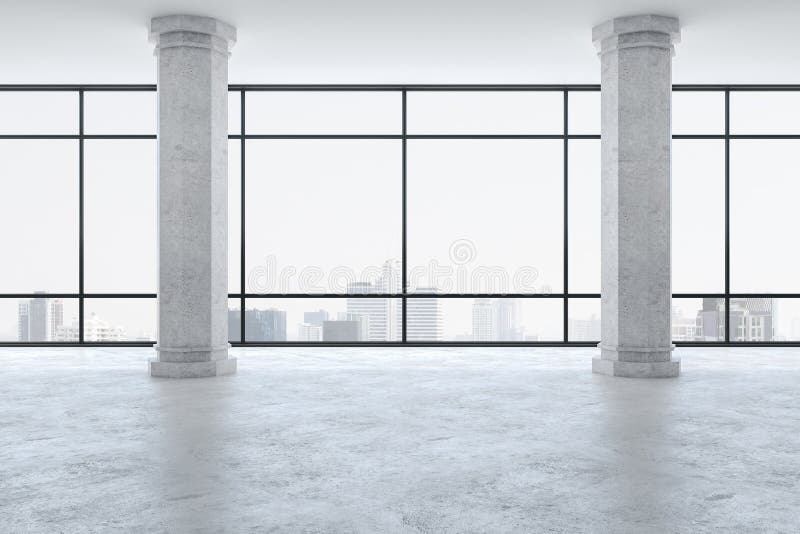 Minimalistic Gallery Interior with Two Columns Stock Illustration ...