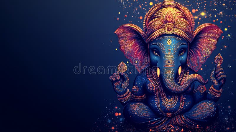 Minimalistic Ganesha Design with Festive Borders and Open Space for ...