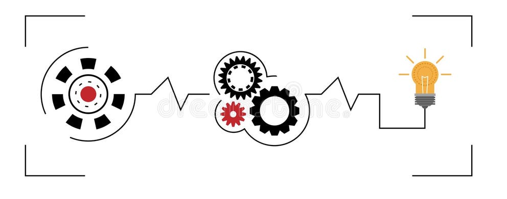 Minimalistic Gear Tech Line Art with Line Bulb Stock Vector ...