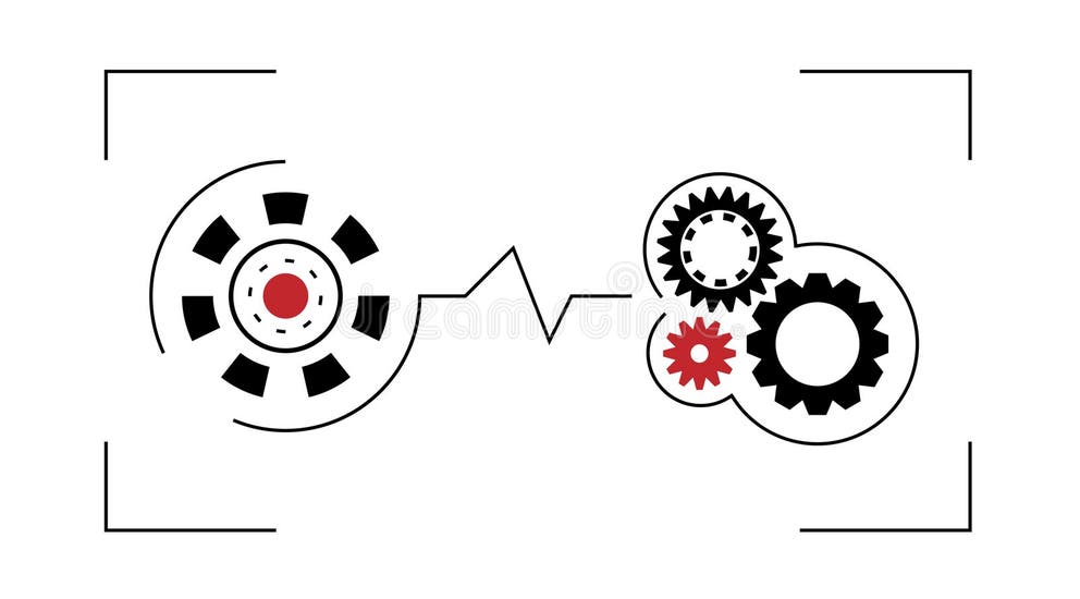 Minimalistic Gear Tech Line Art Stock Vector - Illustration of moving ...