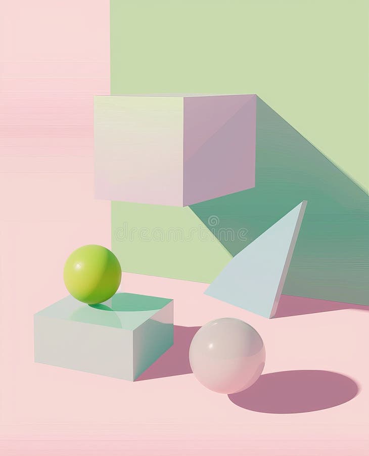 Minimalistic Geometric Composition with Pastel Colors and Various ...