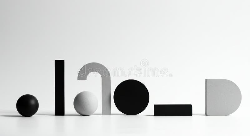 Minimalistic Geometric Shapes on White Background: Modern Art Design ...