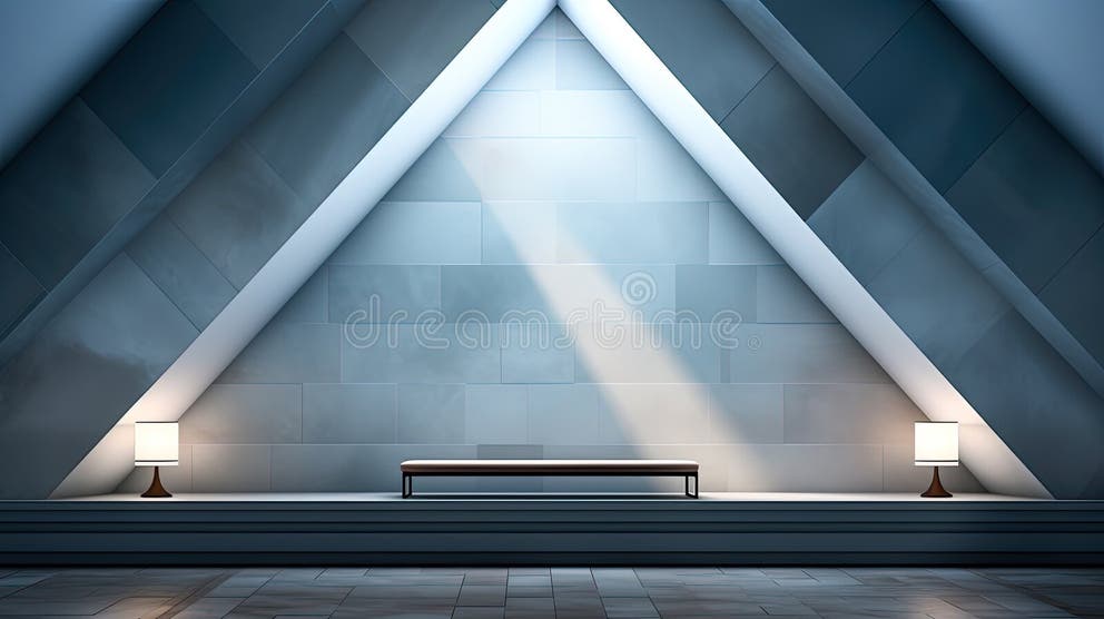 Minimalistic Geometry, Triangular Stone Wall Space with Light and ...