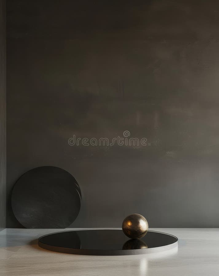 Minimalistic Glass Platform with Spherical Element in Modern Interior ...