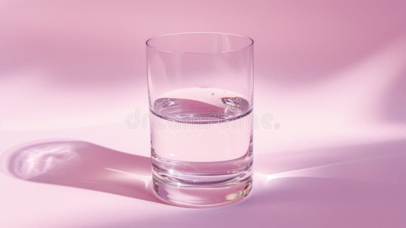 Minimalistic Glass of Water on Pink Stock Illustration - Illustration ...