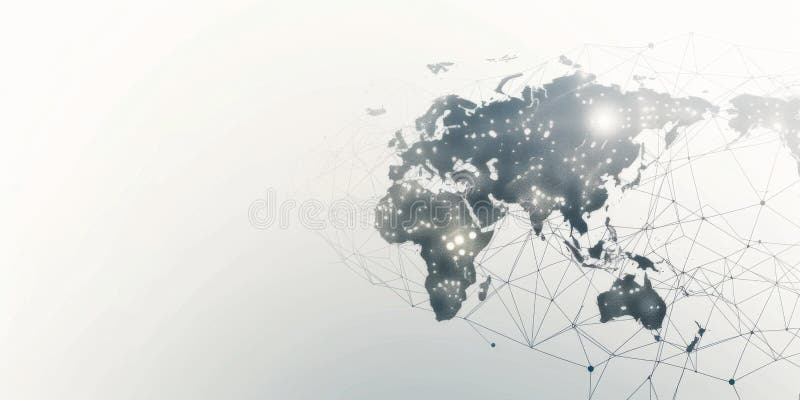 Minimalistic Global Map with Interconnected Nodes and Lights ...